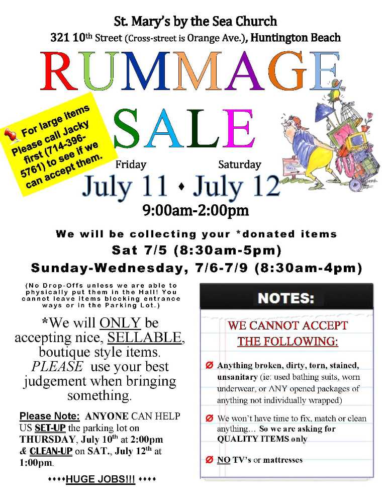 Parish Rummage Sale July 11 and 12 – St. Mary’s by the Sea Roman ...